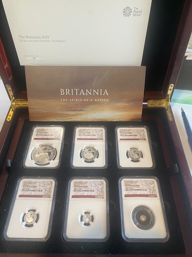 2019 Britannia UK 6 Coin Silver Proof Set First 50 Struck NGC PF69 ...