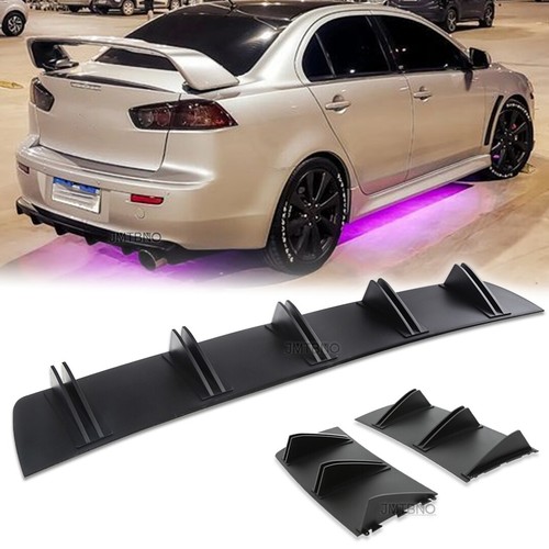 Rear Bumper Lips Diffuser Shark 10 Fins Spoiler Splitter For Mitsubishi ...