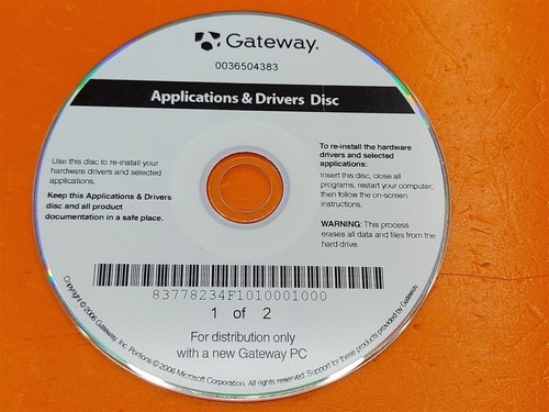 ⭐️⭐️⭐️⭐️⭐️ Gateway Applications & Drivers PC Software CD Disc 1 of 2 ...