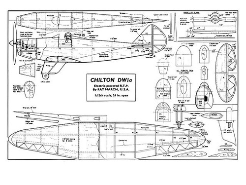 Chilton DW1A Electric 24" Wingspan RC Model Airplane Printed Plans ...