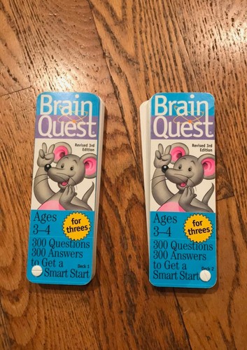 Brain Quest Ages 3-4 Decks 1 + 2 Questions + Answers FOR THREES 3rd ...