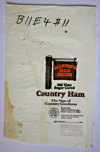 Vintage Paper Sack Bag - MARION'S HAM HOUSE, COUNTRY HAM, GLADE VALLEY ...