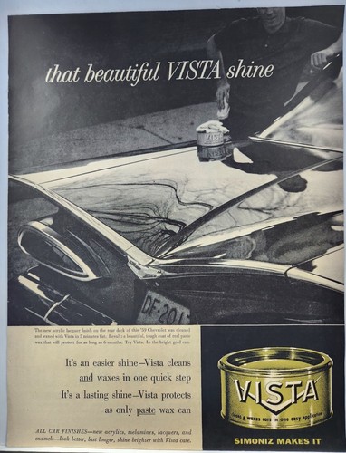 1959 Simoniz Vista Wax Chevrolet Beautiful Shine Print Ad Man Cave ...