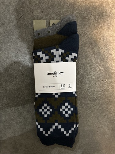 3-Pack Goodfellow Co Men's Crew Socks Size 7-12 - Navy Blue Gray ...