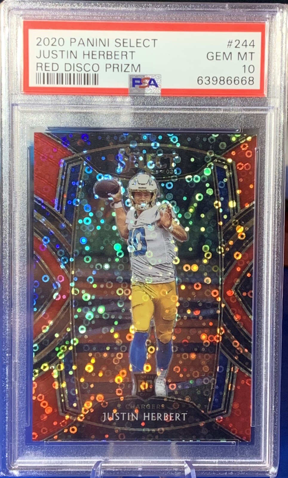 Justin Herbert 2020 Select #244 Club Level Red Disco /49 PSA 10 Price ...