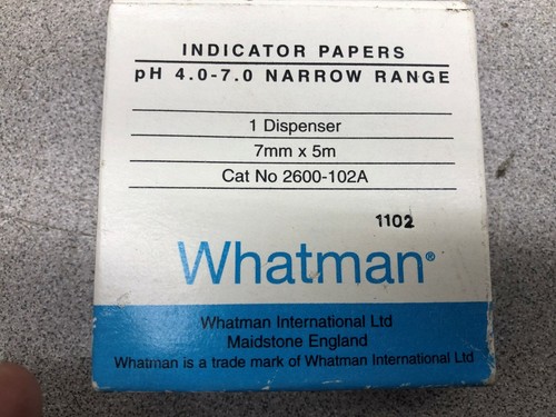 NEW IN BOX WHATMAN NARROW RANGE PH INDICATOR PAPER 4.0-7.0 RANGE 7MMX5M ...