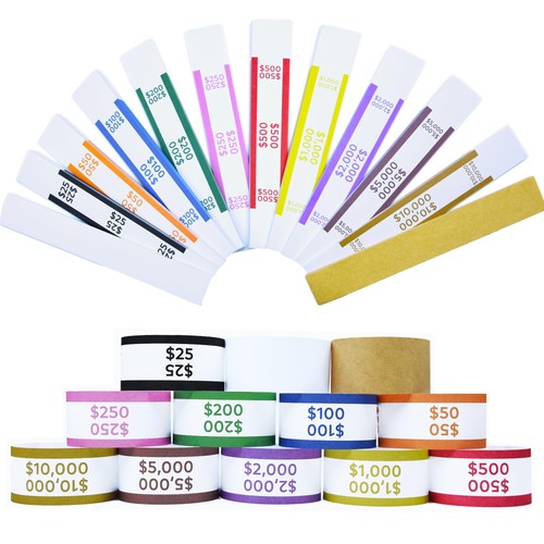 600Pcs Money Bands for Cash - Self-Adhesive Money Wrappers for Bills ...