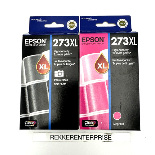 (2) NEW Genuine EPSON 273XL High Cap Black+Cyan Ink Cartridges Exp:11/ ...