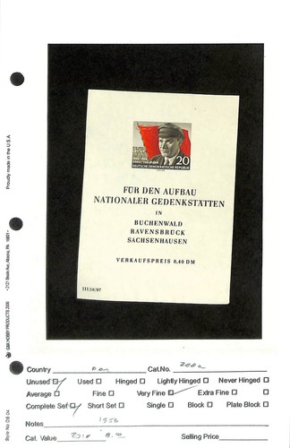 Germany - DDR, Postage Stamp, #288a Mint No Gum, 1956 Ernst Thalmann ...