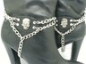 Black Genuine Leather Boot Straps with Skull and Bones Adjustable ...