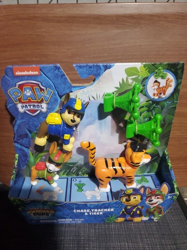 Paw Patrol Jungle Pups Chase, Tracker & Tiger Figures 5 Pieces Set Toy ...