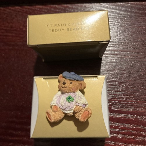 Avon St Patrick Day Teddy Bear Shamrock Sweater Pin, 2000 In Box ...