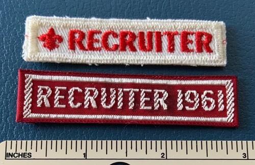 2 Vintage RECRUITER Boy Scouts of America Uniform Strip PATCHES BSA ...