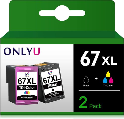 Black & Color Ink Cartridges for HP #67 67XL DeskJet 4158e 4155e Plus ...