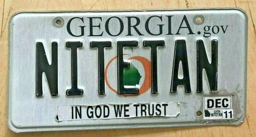GEORGIA GRAPHIC VANITY LICENSE PLATE " NITE TAN " GA NITETAN TANNING ...