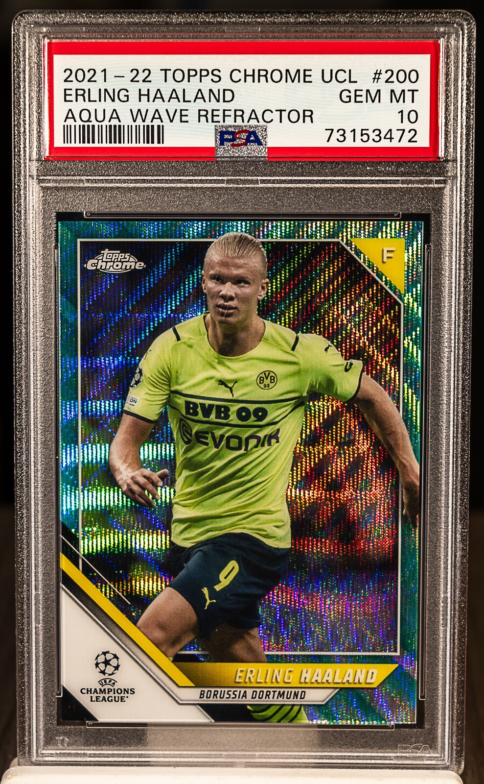Erling Haaland 2021 Topps Chrome UEFA Champions League #200 Aqua Wave ...