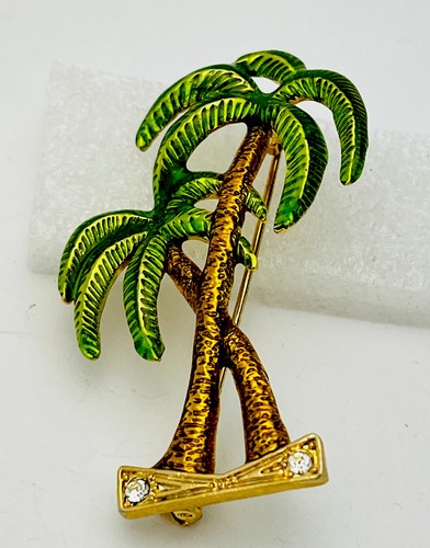 Enamel Crystal Palm Tree Pin/Brooch | eBay