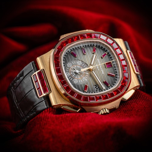 Patek Philippe Nautilus Rose Gold Brown Dial Ruby 5980/12R Rare ...