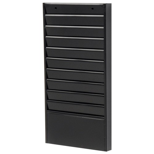 Steel Medical Chart Hanging Wall File Holder 10 Pockets Black Folder ...