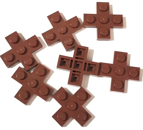 LEGO 3x3 Plate Cross Reddish Brown Part 15397 LOT OF 7 | eBay