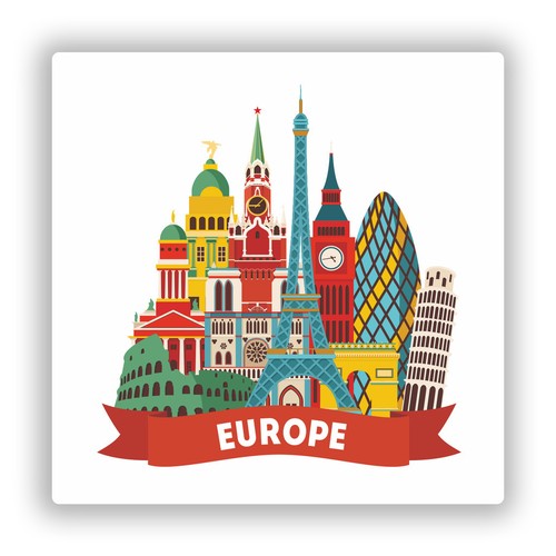 2 x Europe Vinyl Stickers Travel Luggage Map #7919Â | eBay
