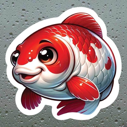 Kohaku Cute Koi Fish Stickers Waterproof Vinyl Decals for Laptops Cars ...