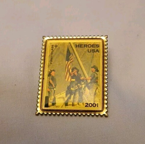 Heroes USA 9/11/2001 American Flag Postage Stamp Vintage Lapel Pin ...