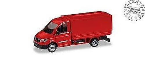 Herpa 093712 MAN TGE Red Van With Low Bed And Tarpaulin - 1:87 H0 | eBay