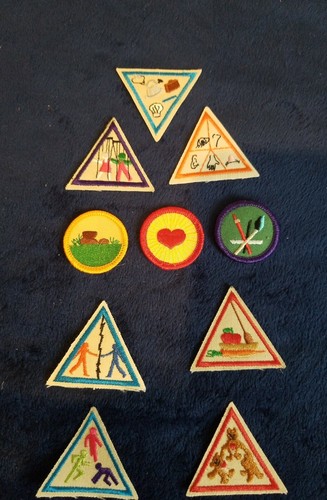 GSA Uniform Merit Badges - Vintage, 7 Triangle & 3 Circle Scout Patches ...