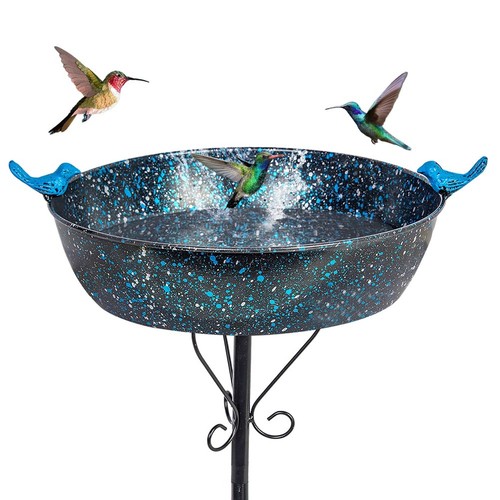 Outdoor Garden Bird Bath, Metal Birdbath with Stable Stakes Bird ...