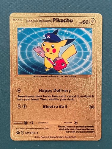 Special Delivery Pikachu Gold Foil Pokemon Card Promo SWSH074 | eBay