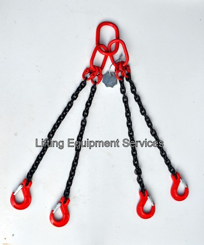8mm 4 Leg Lifting Chain Sling EWL 1M 4.25 ton Clevis Sing Hook ID TAG ...