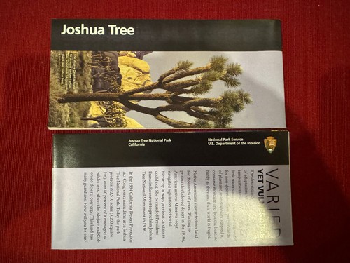 NEW Joshua Tree National Park unigrid brochure map California NPS | eBay