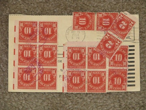 POSTAL CARD WITH 14 10 CENT & 2 2CENT POSTAGE DUE STAMPS, 1954 | eBay