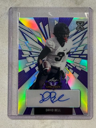 DAVID BELL Purdue 2022 Leaf Valiant Football Purple # 14/15 AUTO ...