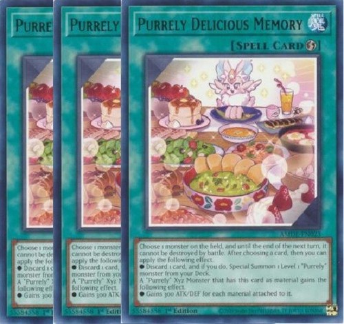 Yugioh Purrely Delicious Memory x 3 - 1st Edition Rare LP - Plus Free ...