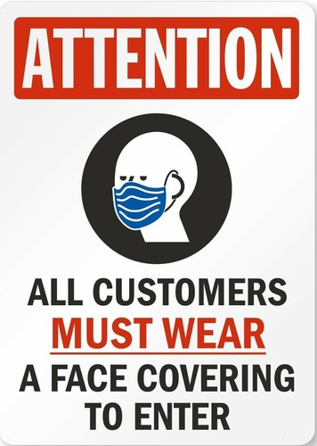 Must Wear Mask Sign Face Covering Entering Businesses | eBay