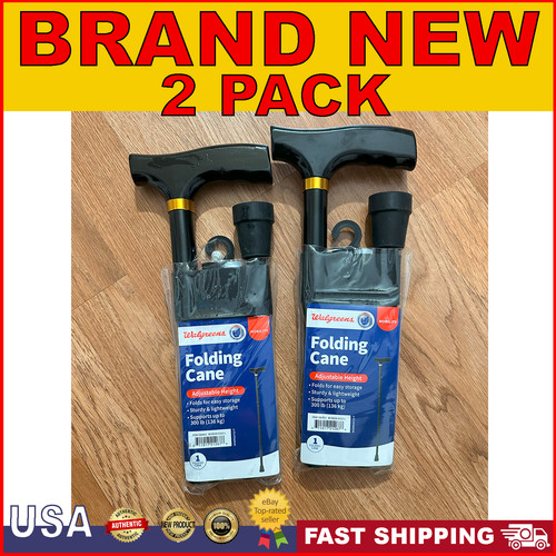 Walgreens Adjustable Height Folding Cane BRAND NEW 2 PACK | eBay