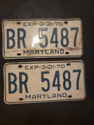 Pair of Vintage 1970 MARYLAND License Plates BR 5487 | eBay