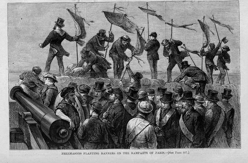 FREEMASONS PLANTING BANNERS ON THE RAMPARTS OF PARIS LIBERTY CANON ...