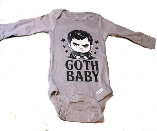 Goth Baby 0-3 mo long sleeved onesie gray | eBay