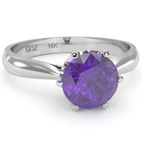 Crown Setting Amethyst Engagement Ring In 14k Gold | eBay