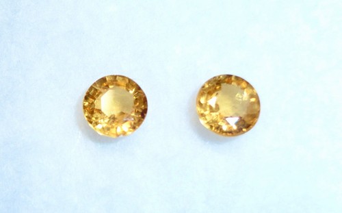 Pair 4.6 mm Round Golden Yellow 0.92 Ct Sri Lanka Sapphire Super ...