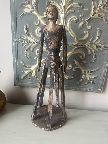 Antique Santos Cage Doll Wooden Primitive Chippy Paint Lady | eBay