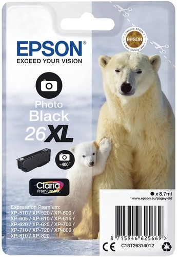 Original Epson 26 Photo Black Ink Cartridge XP-610 XP-620 XP-625 XP-700 ...