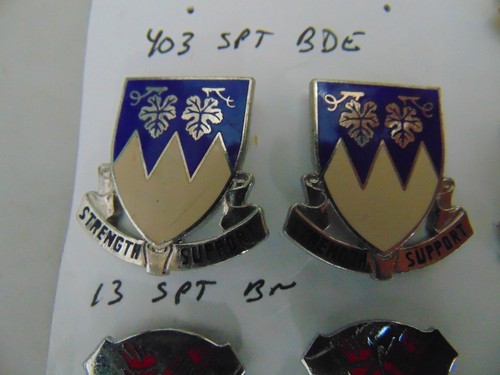 MILITARY INSIGNIA CREST DUI SET OF 2 13TH SUPPORT BATTALION STRENGTH ...
