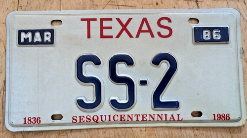 TEXAS VANITY LICENSE PLATE " SS 2 " TX SS CHEVROLET CHEVELLE CAMARO ...