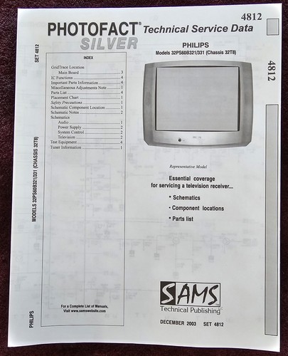Sams Photofact 4812 Service Manual for Philips 32PS60B321/331 (Chassis ...