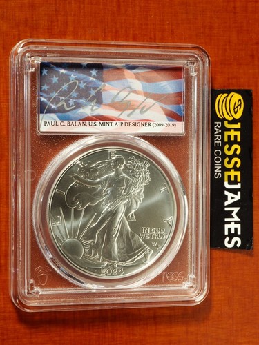 2024 (P) SILVER EAGLE PCGS MS70 STAR PRIVY FIRST STRIKE PAUL BALAN ...