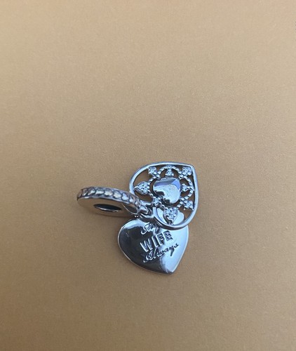 Authentic Pandora Sterling Silver My Wife Always Clear CZ Dangle Charm ...